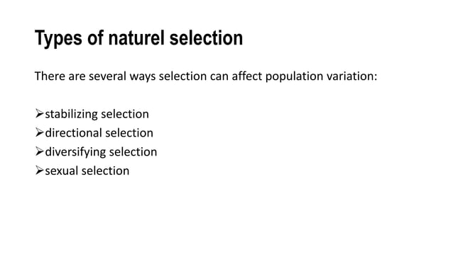 Selection and its types and evolution | PPTX | Genetics | Science