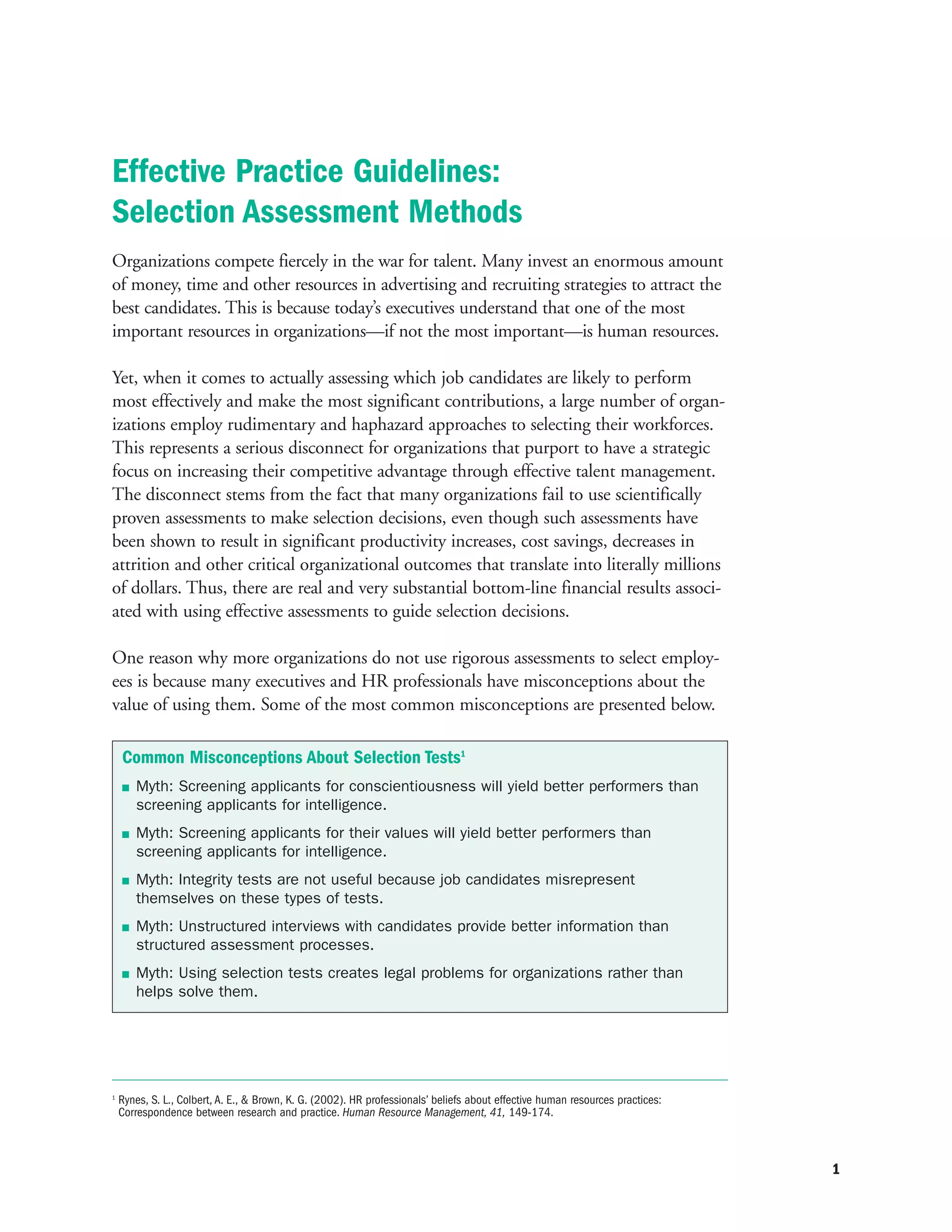 Selection assessment-methods | PDF | Human Resources | Business