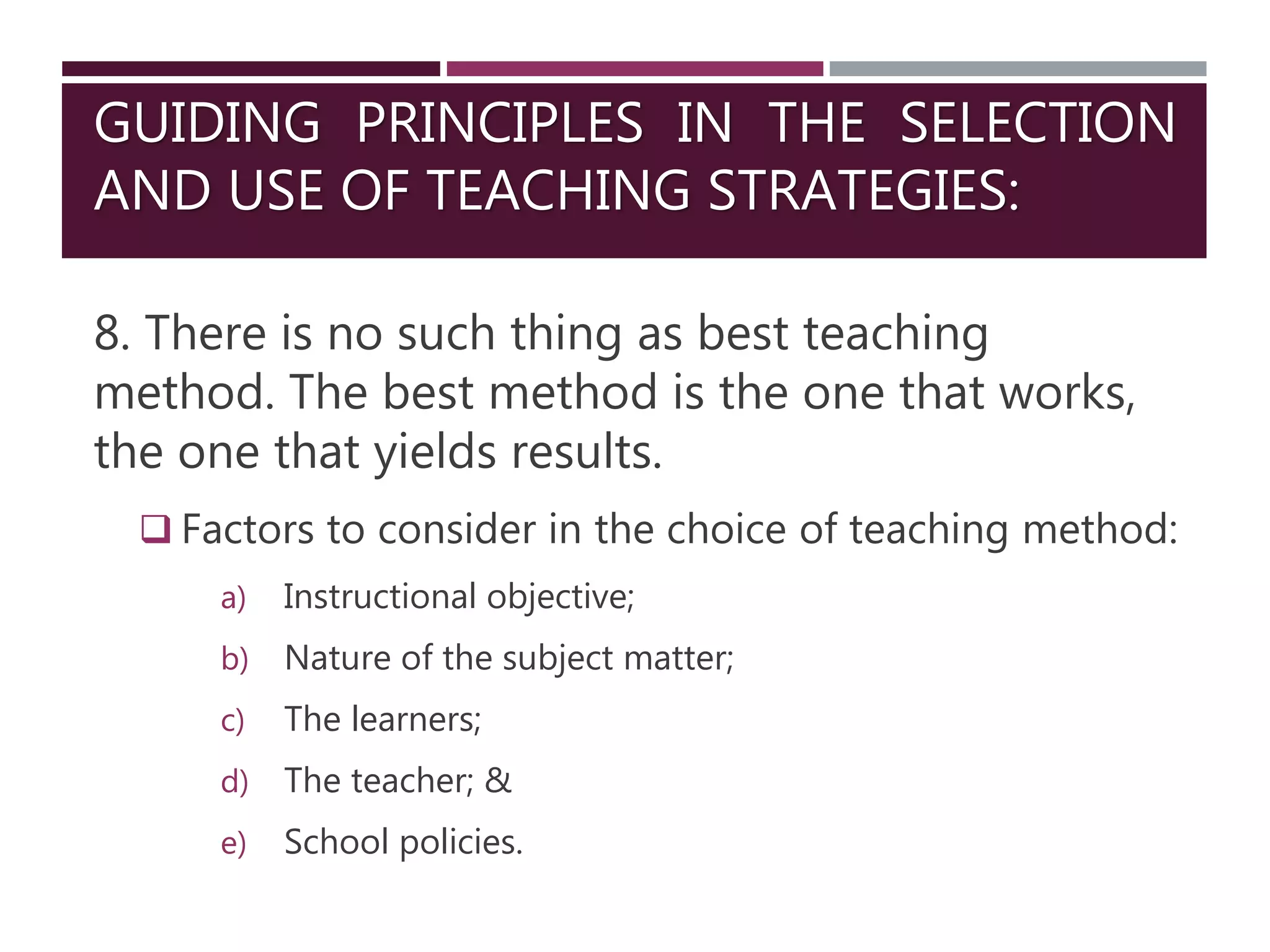Selection and Use of Teaching Strategies | PPTX