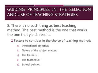 Selection and Use of Teaching Strategies | PPTX