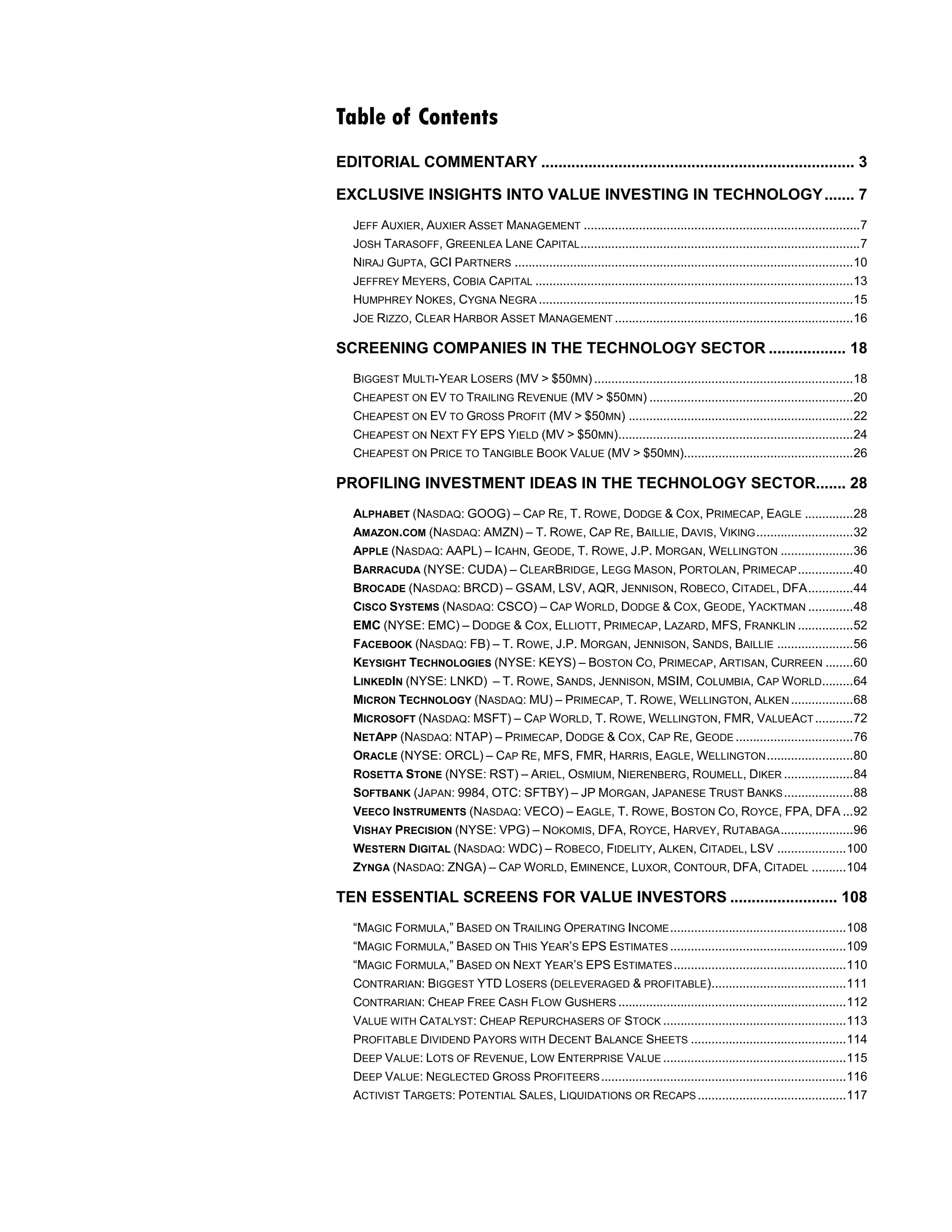 The Manual of Ideas - The Value In Technology Issue (Preview) | PDF