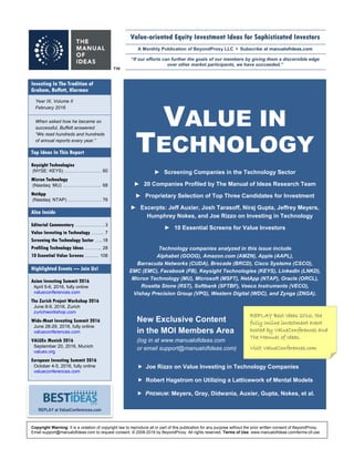 The Manual of Ideas - The Value In Technology Issue (Preview) | PDF