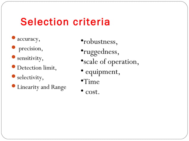 Selection And Calibration Of Analytical Method And Calibration Methods Ppt