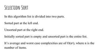 Selection and inserion sort | PPTX | Programming Languages | Computing