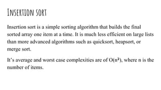 Selection and inserion sort | PPTX | Programming Languages | Computing