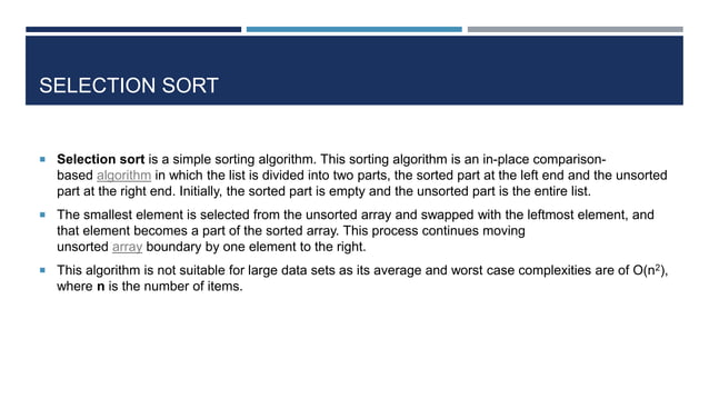 Selection and insertion sort | PPTX