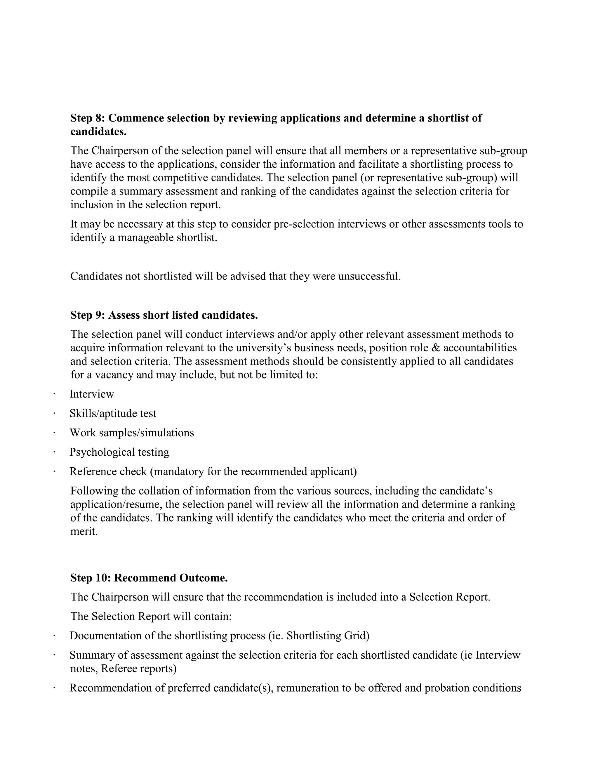 Selection and interviewing | DOCX