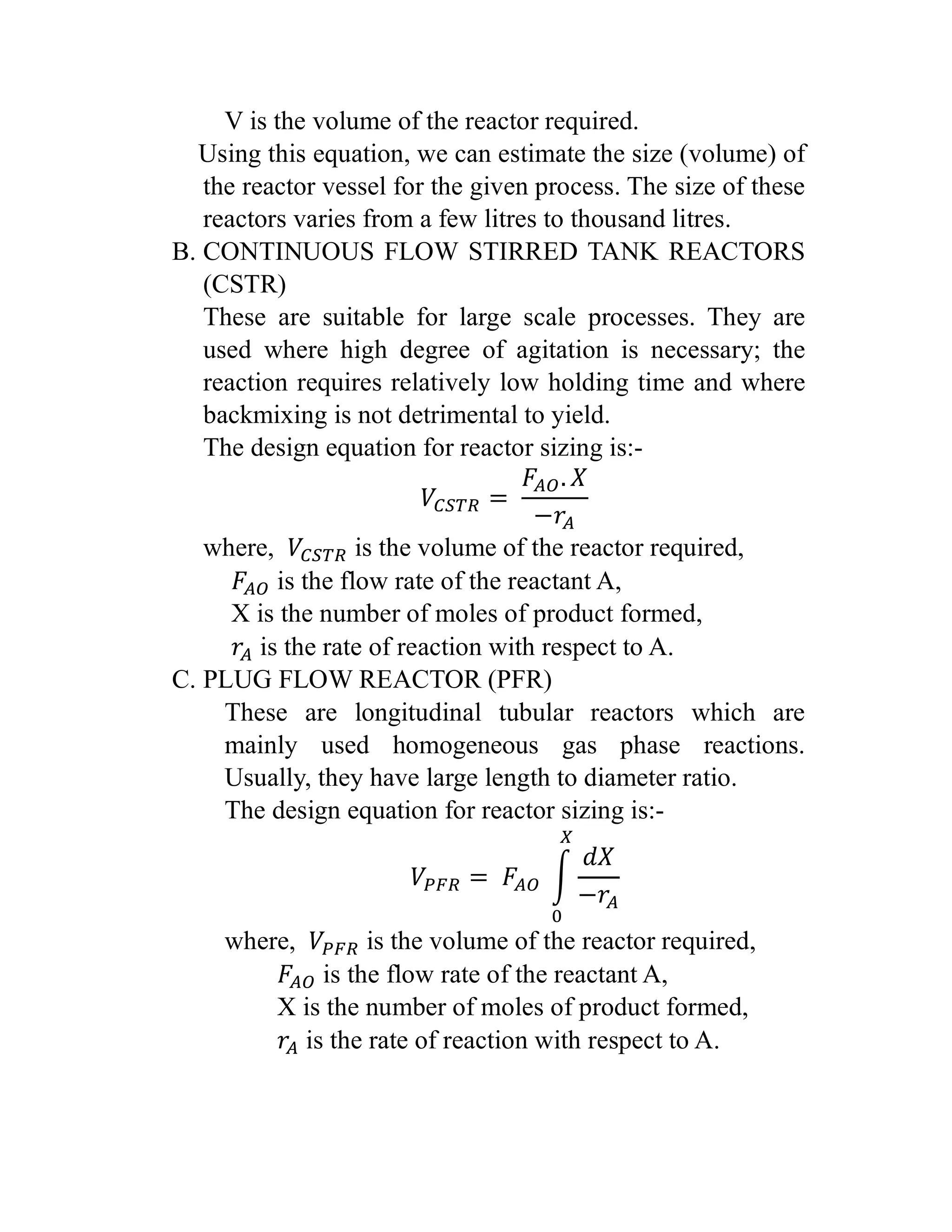 Selection and sizing of homogeneous and catalytic reactors | PDF