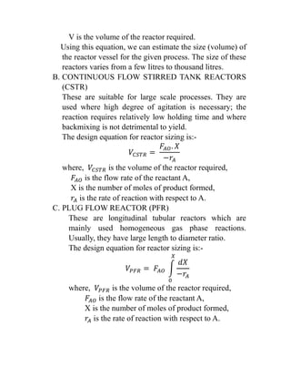 Selection and sizing of homogeneous and catalytic reactors | PDF