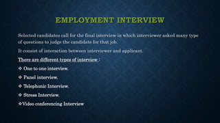 Selection and test interviews | PPT