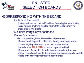 Selection Boards Advancements Brief Rev2011npc | PPT