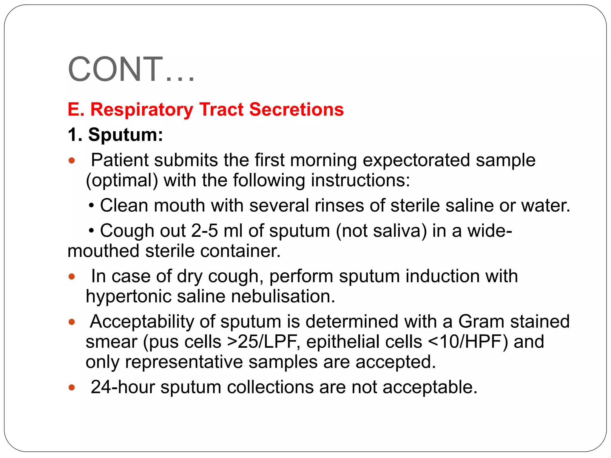 Selection ,collection, transportation and processing of mycology ...