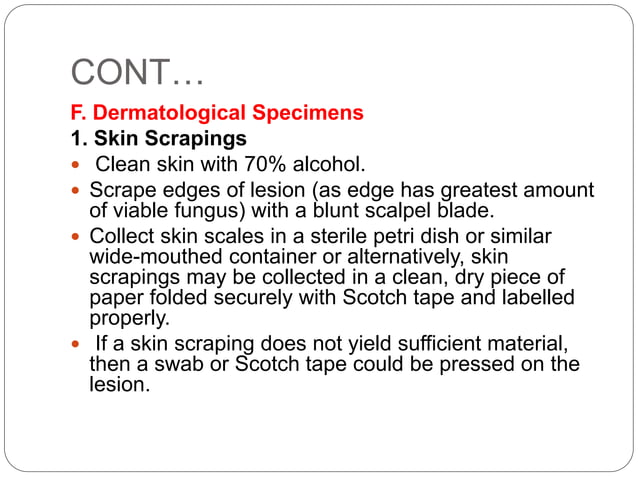 Selection ,collection, transportation and processing of mycology ...