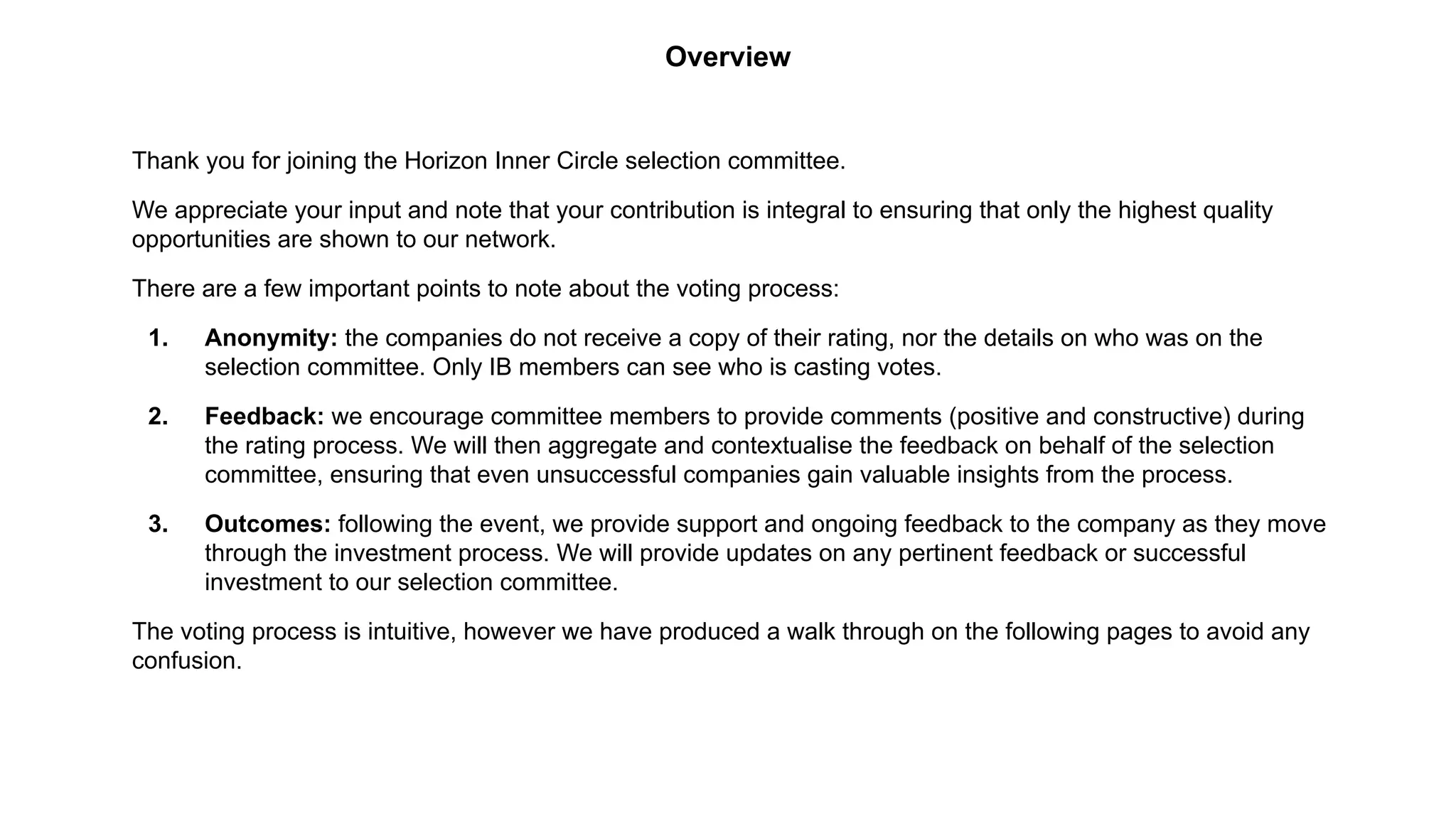 Selection committee overview | PDF