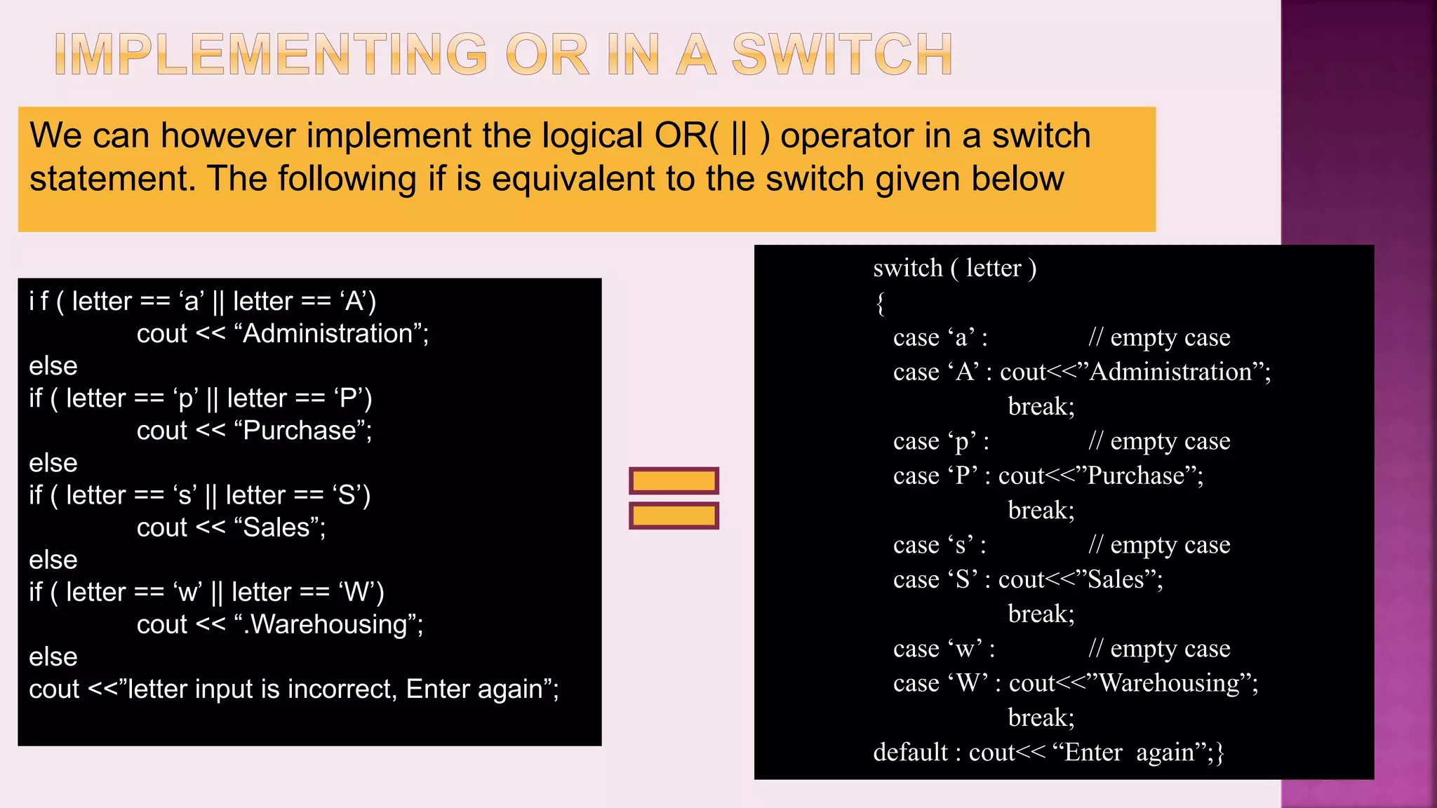 Introduction To Selection Control Structures In C Pptx Programming Languages Computing