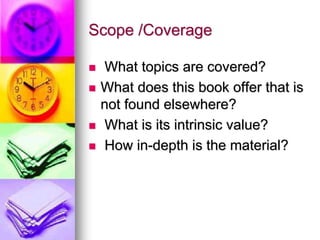 Selection Criteria for Books | PPT