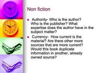 Selection Criteria for Books | PPT