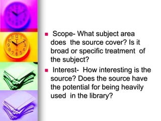 Selection Criteria for Books | PPT
