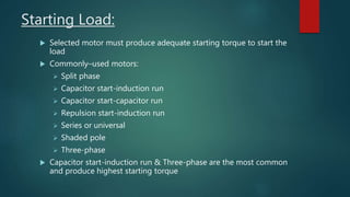 Selection criteria of motors for various applications | PPTX
