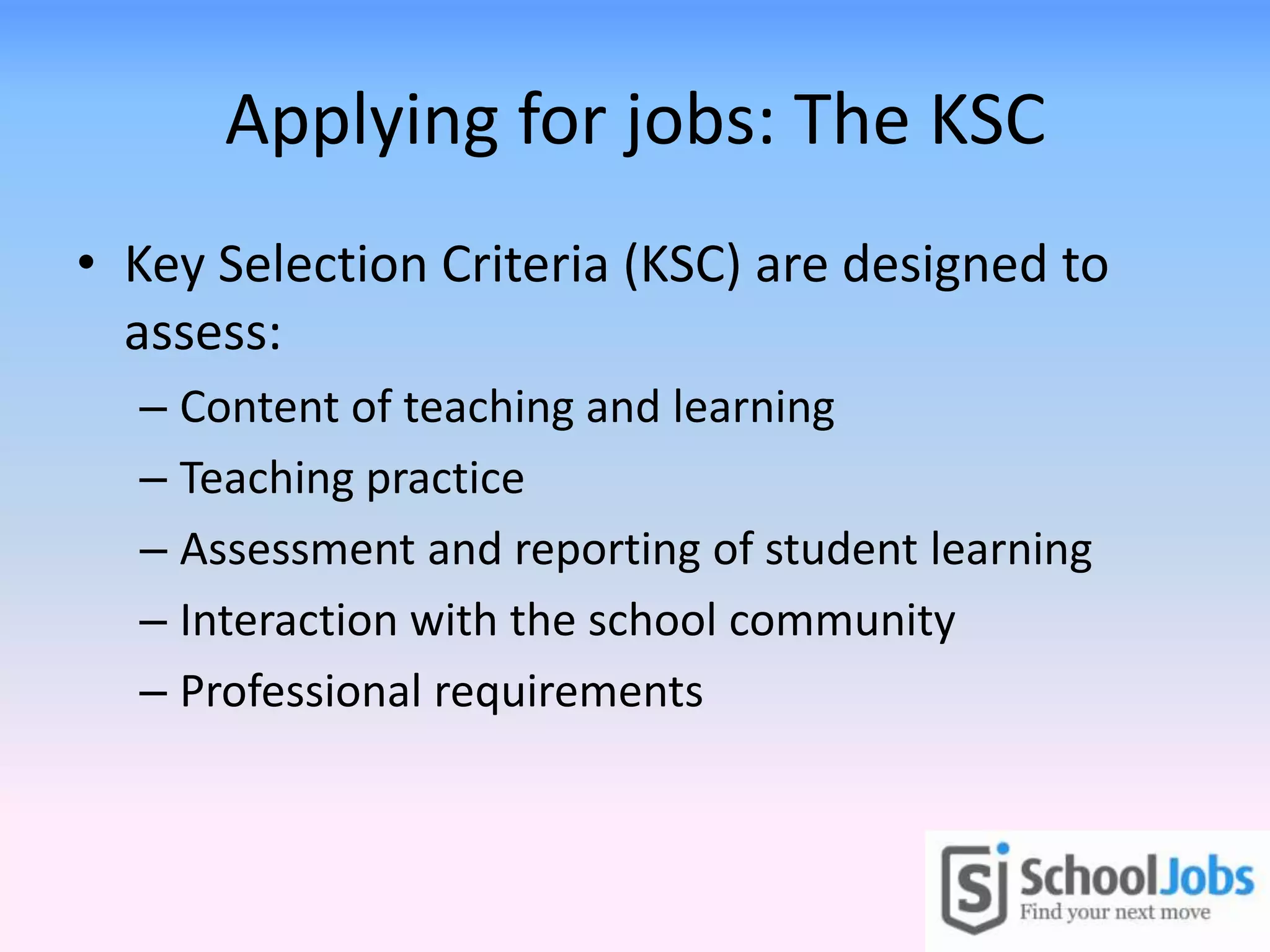 Selection criteria responses | PPT