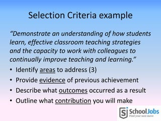 Selection criteria responses | PPT