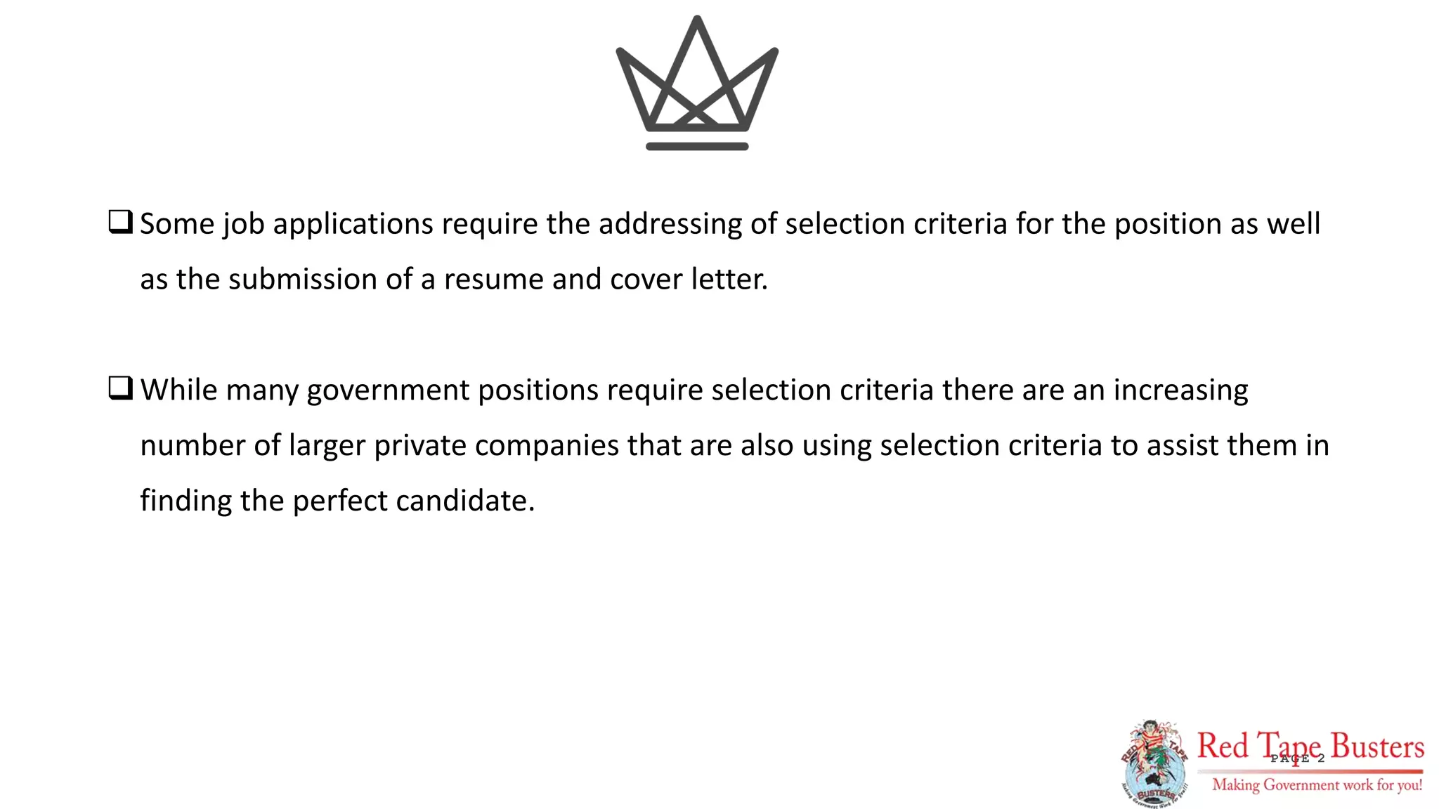 Selection Criteria Tips | PPT