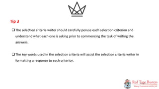 Selection Criteria Tips | PPT