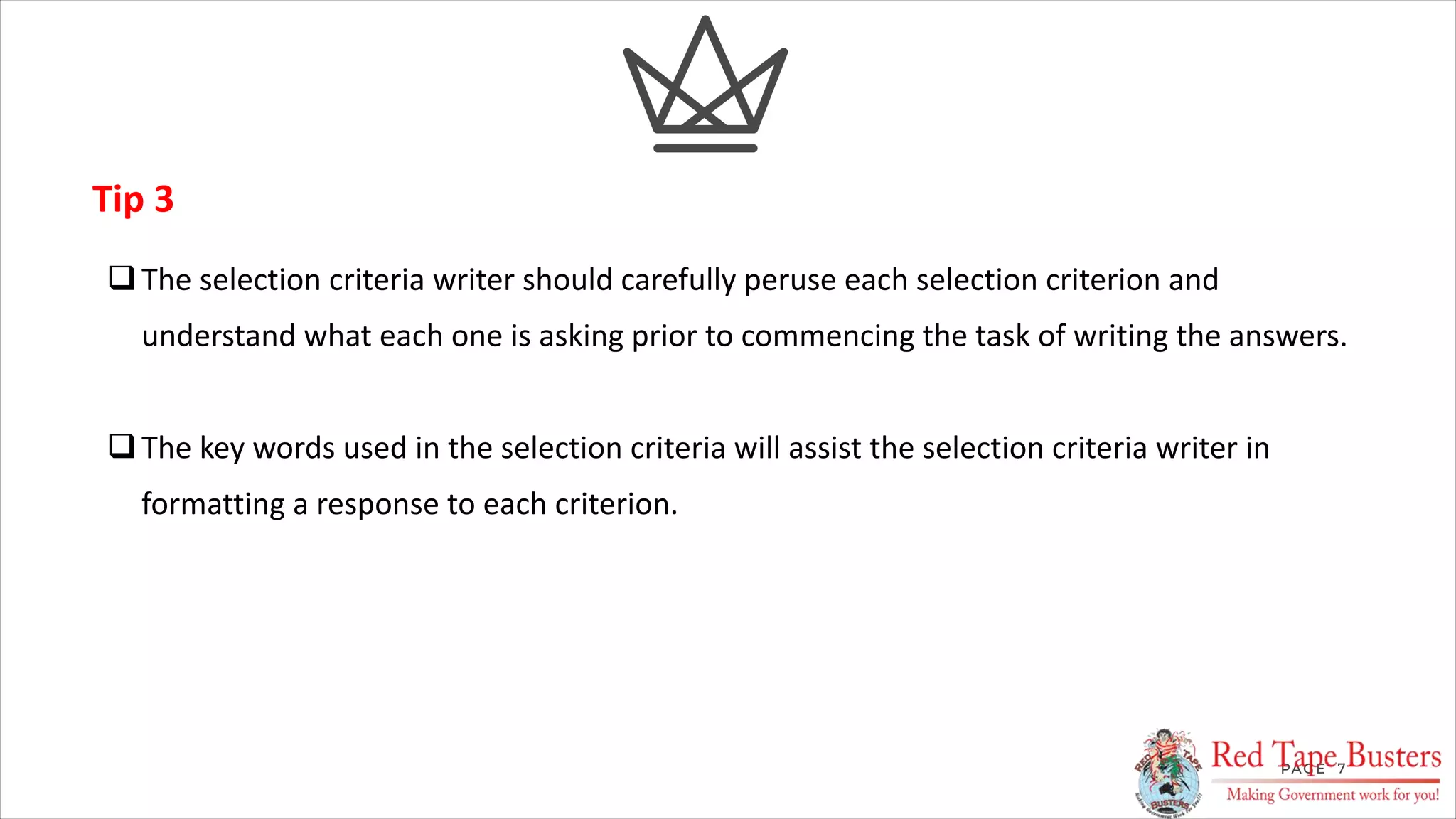 Selection Criteria Tips | PPT