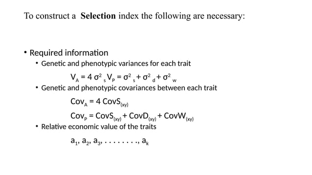Clase indice de seleccion en genetica animal | PPTX
