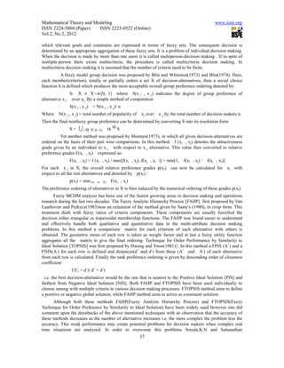 Selection method by fuzzy set theory and preference matrix | PDF