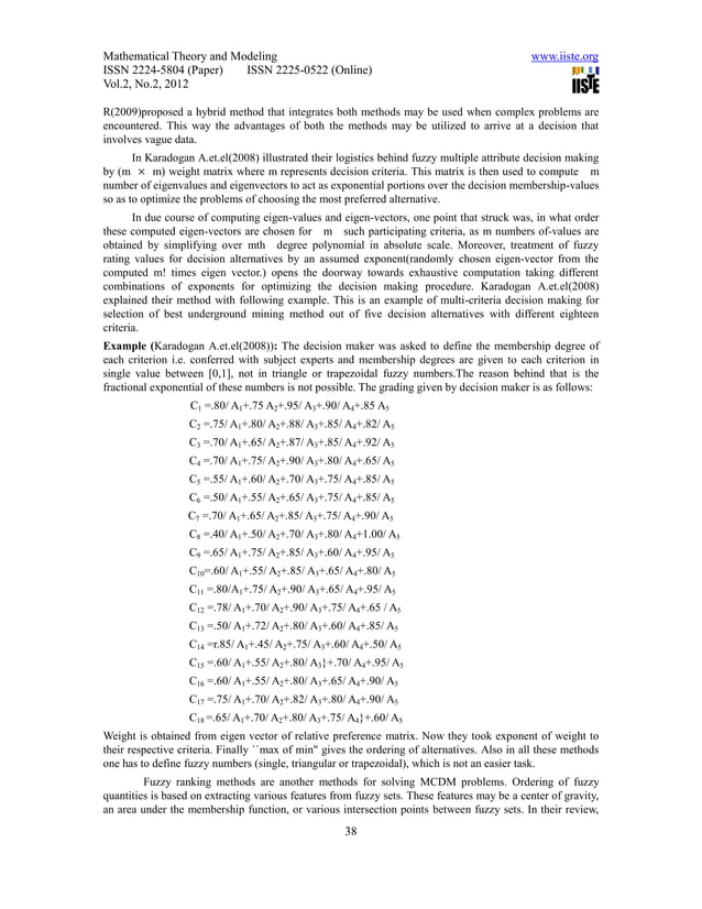 Selection method by fuzzy set theory and preference matrix | PDF