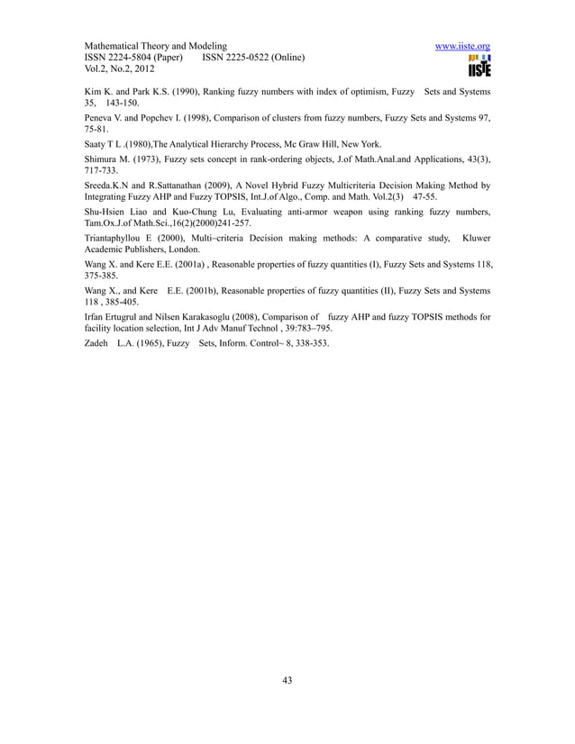 Selection method by fuzzy set theory and preference matrix | PDF