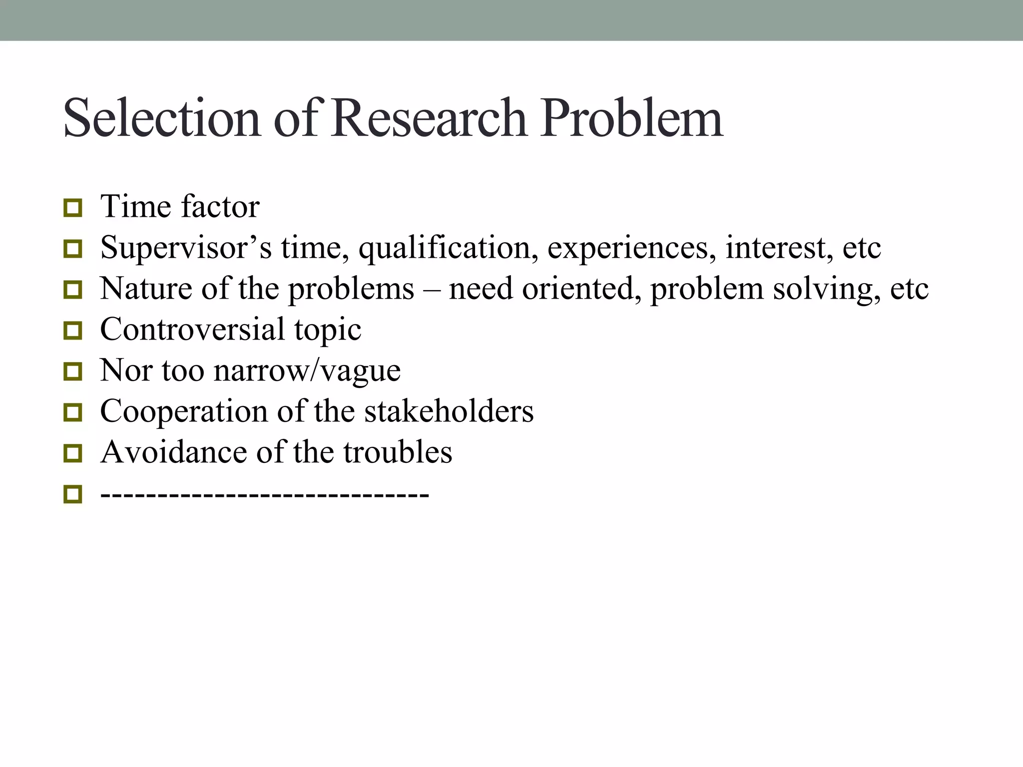 Selection of a Research Problem | PPTX
