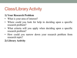 Selection of a Research Problem | PPTX