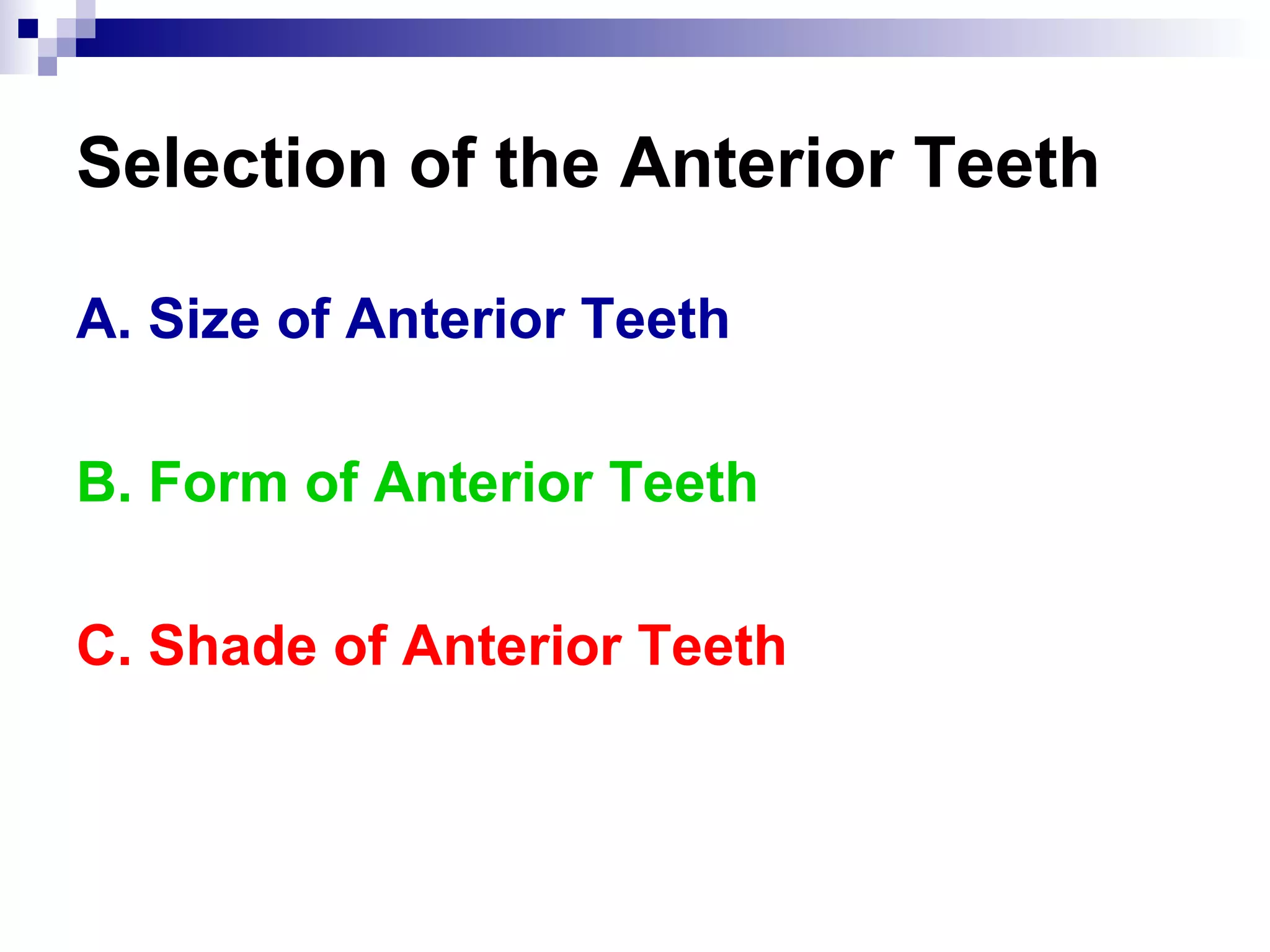 Selection of artificial teeth | PPT