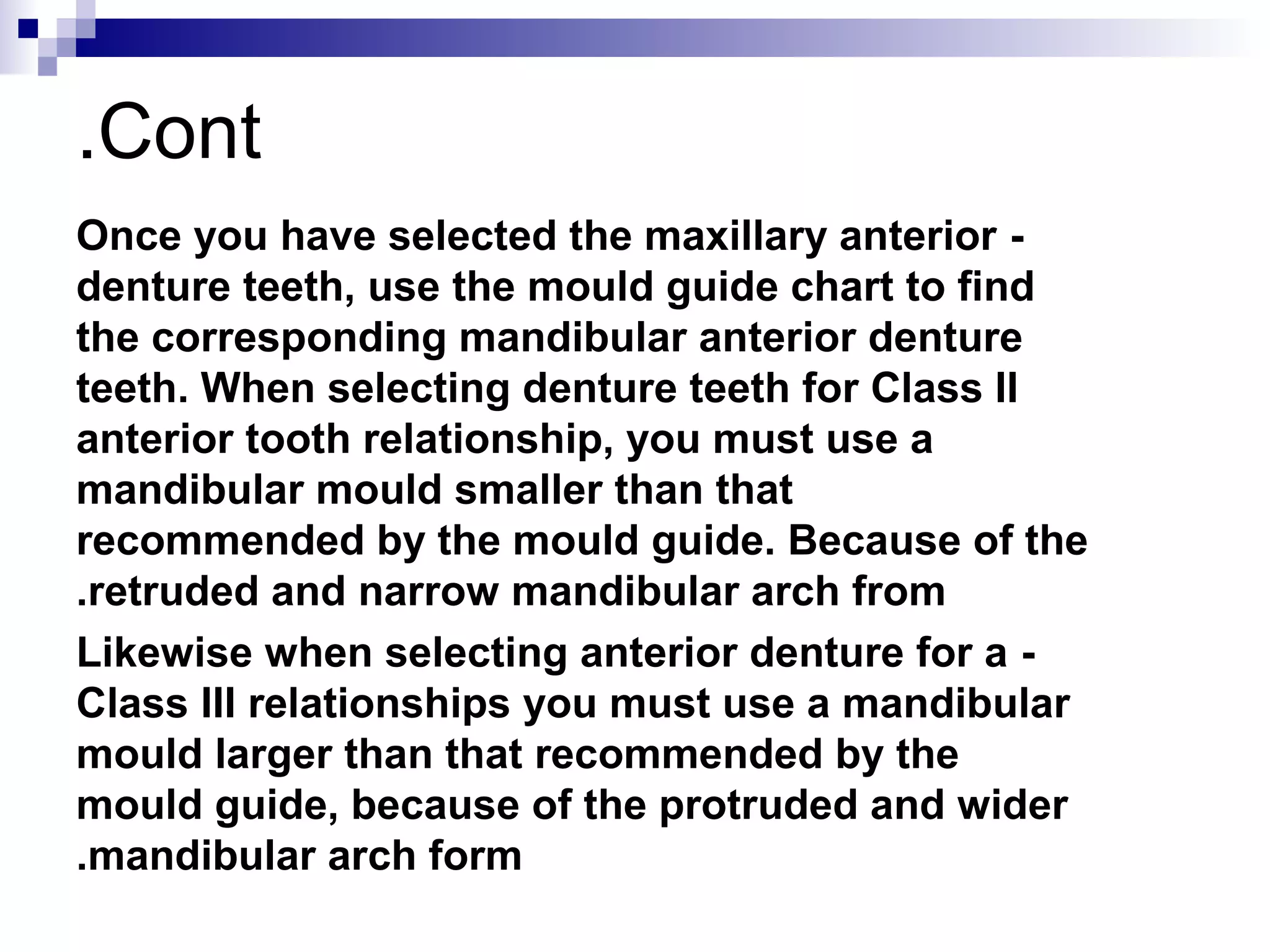 Selection of artificial teeth | PPT