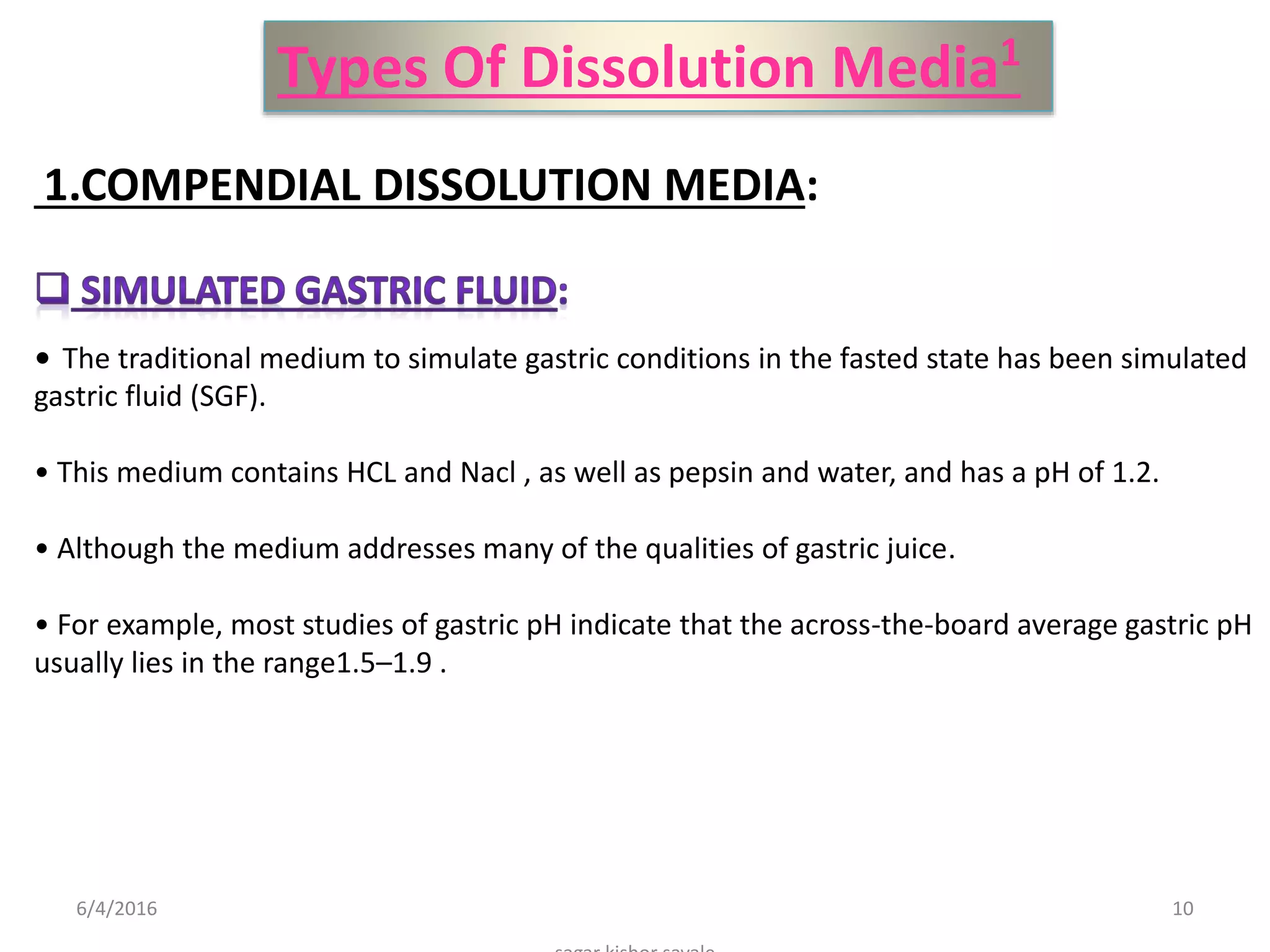 Dissolution - Selection of Dissolution Media | PPTX