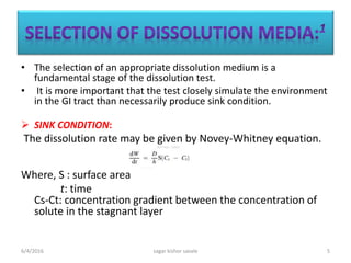 Dissolution - Selection of Dissolution Media | PPTX