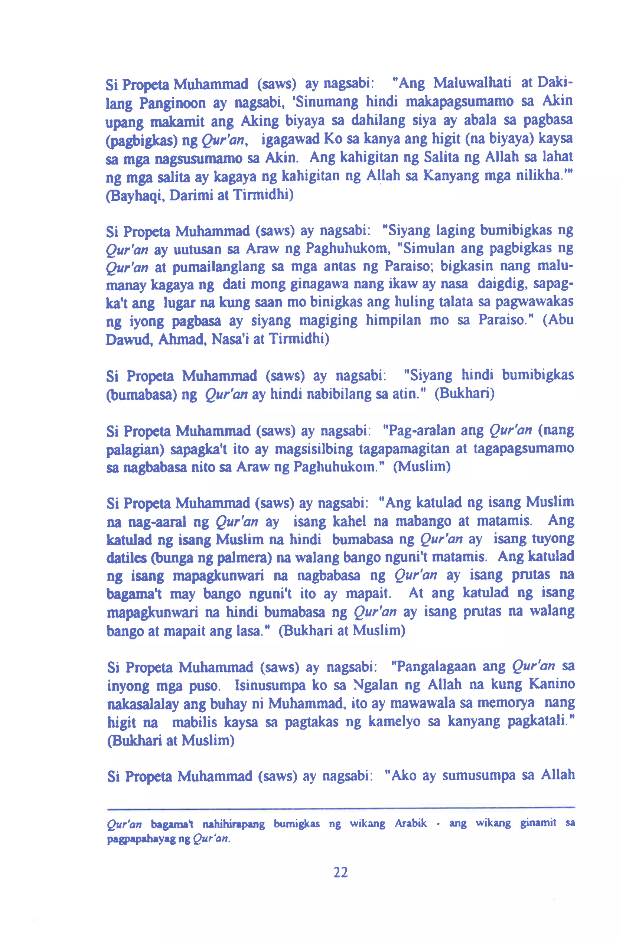 Selection of hadith tagalog | PDF