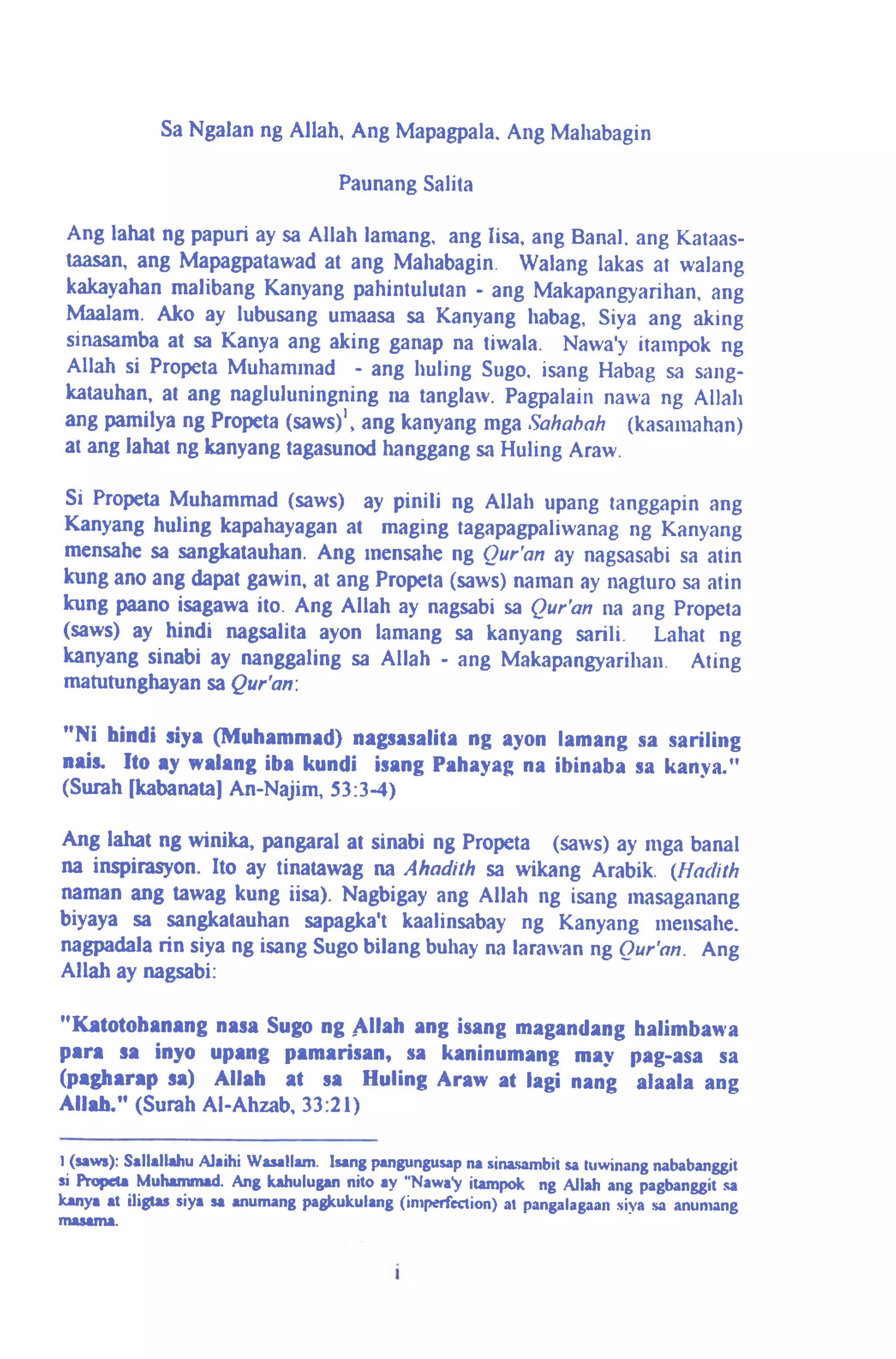 Selection of hadith tagalog | PDF