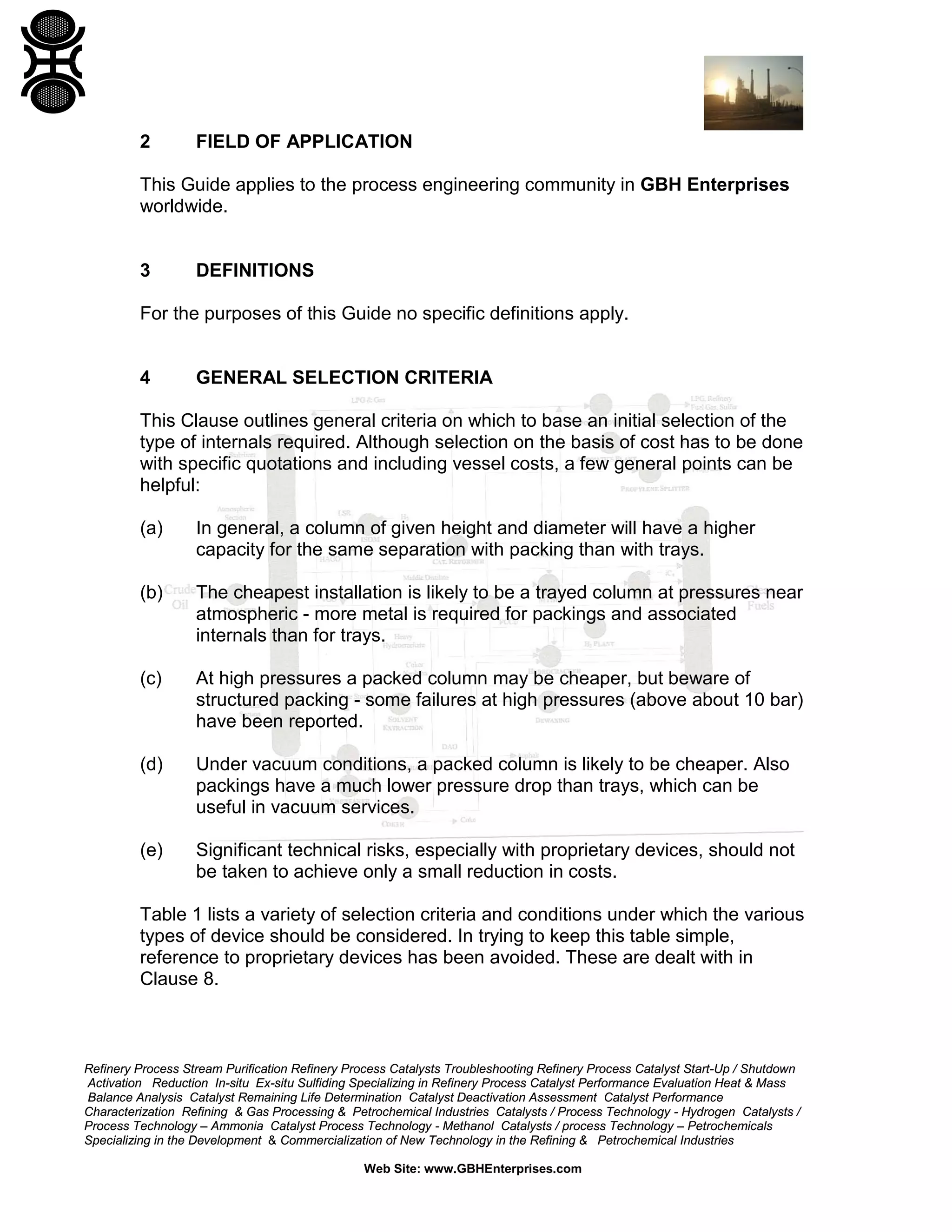 Selection of Internals for Distillation Columns | PDF