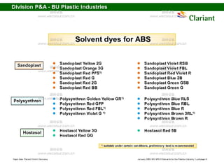 Selection of pigment and dyes for engineering plastics | PDF