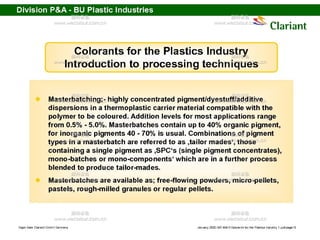 Selection of pigment and dyes for plastics by clariant | PPT