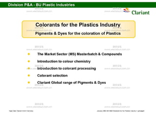 Selection of pigment and dyes for plastics by clariant | PDF