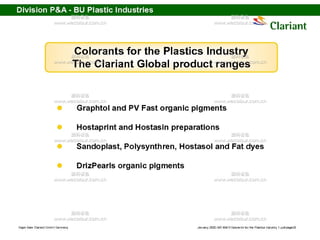 Selection of pigment and dyes for plastics by clariant | PDF