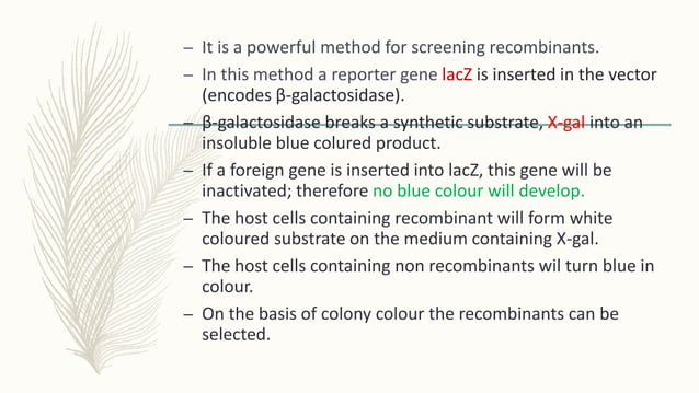 Selection And Screening Of Recombinant Clones Pptx