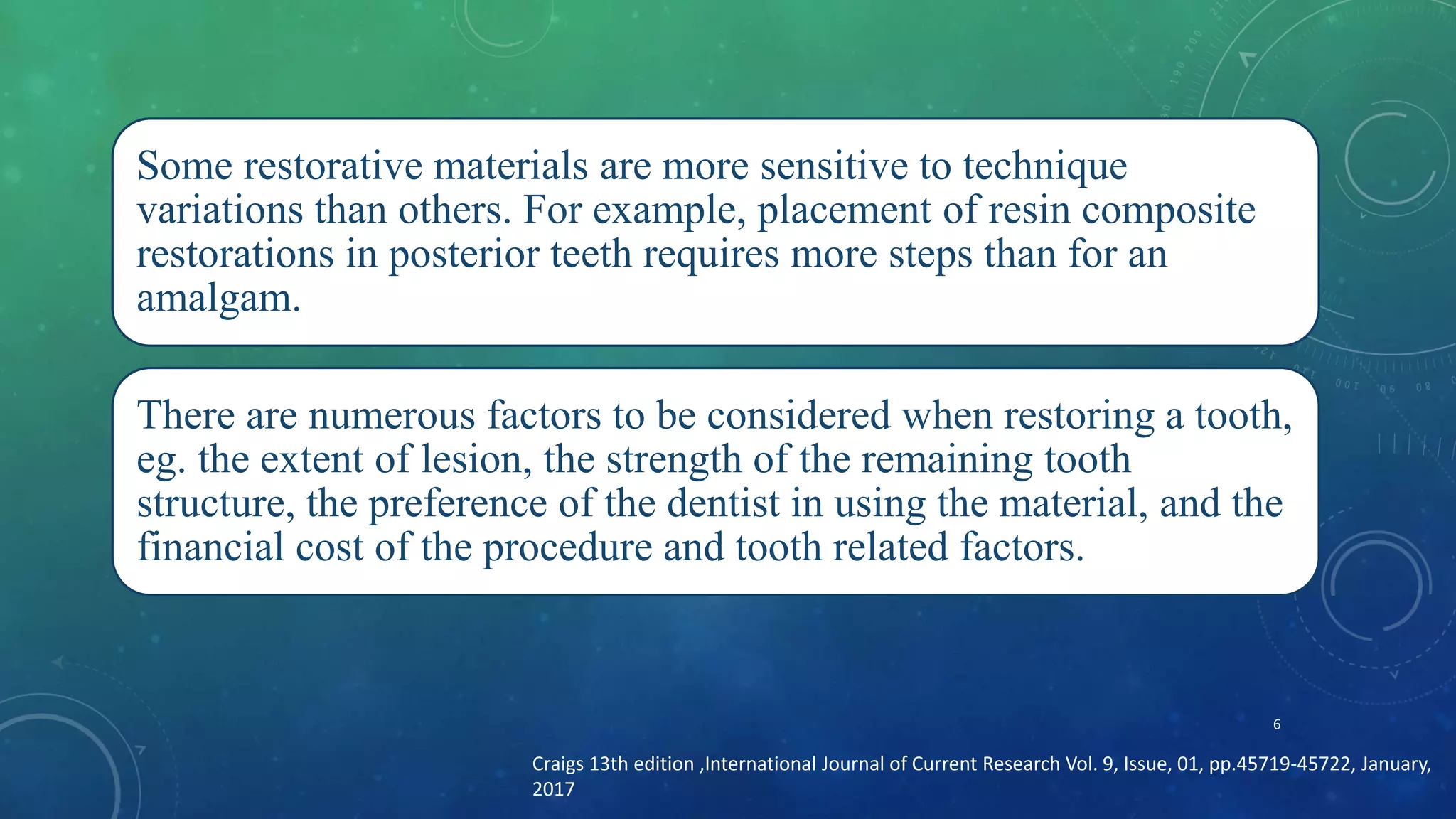 Selection of restorative materials | PPTX