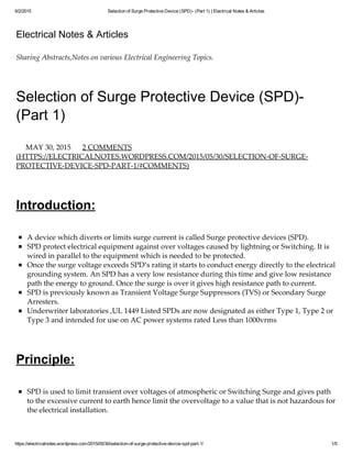 Selection of surge protective device (spd) (part 1) electrical notes ...