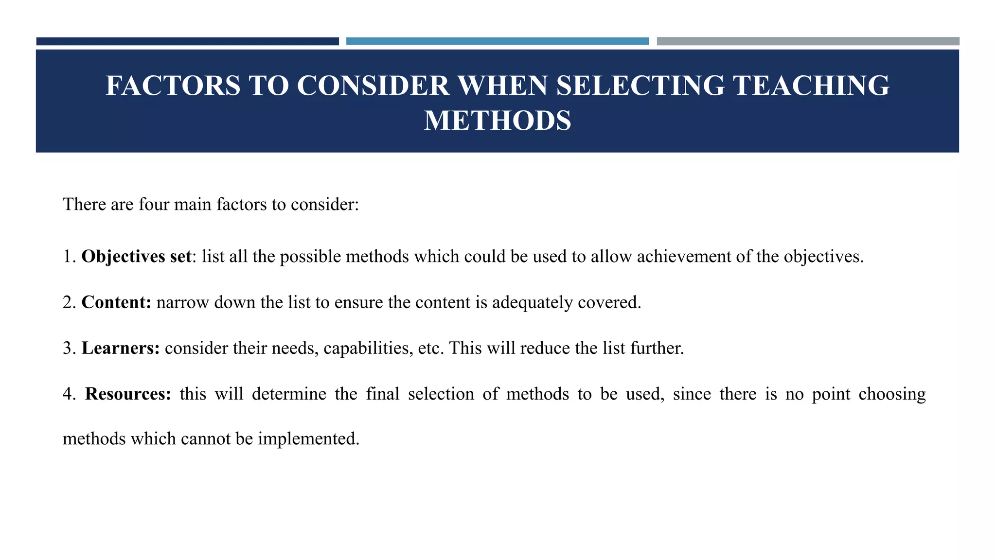 Selection of teaching methods and strategies | PPT