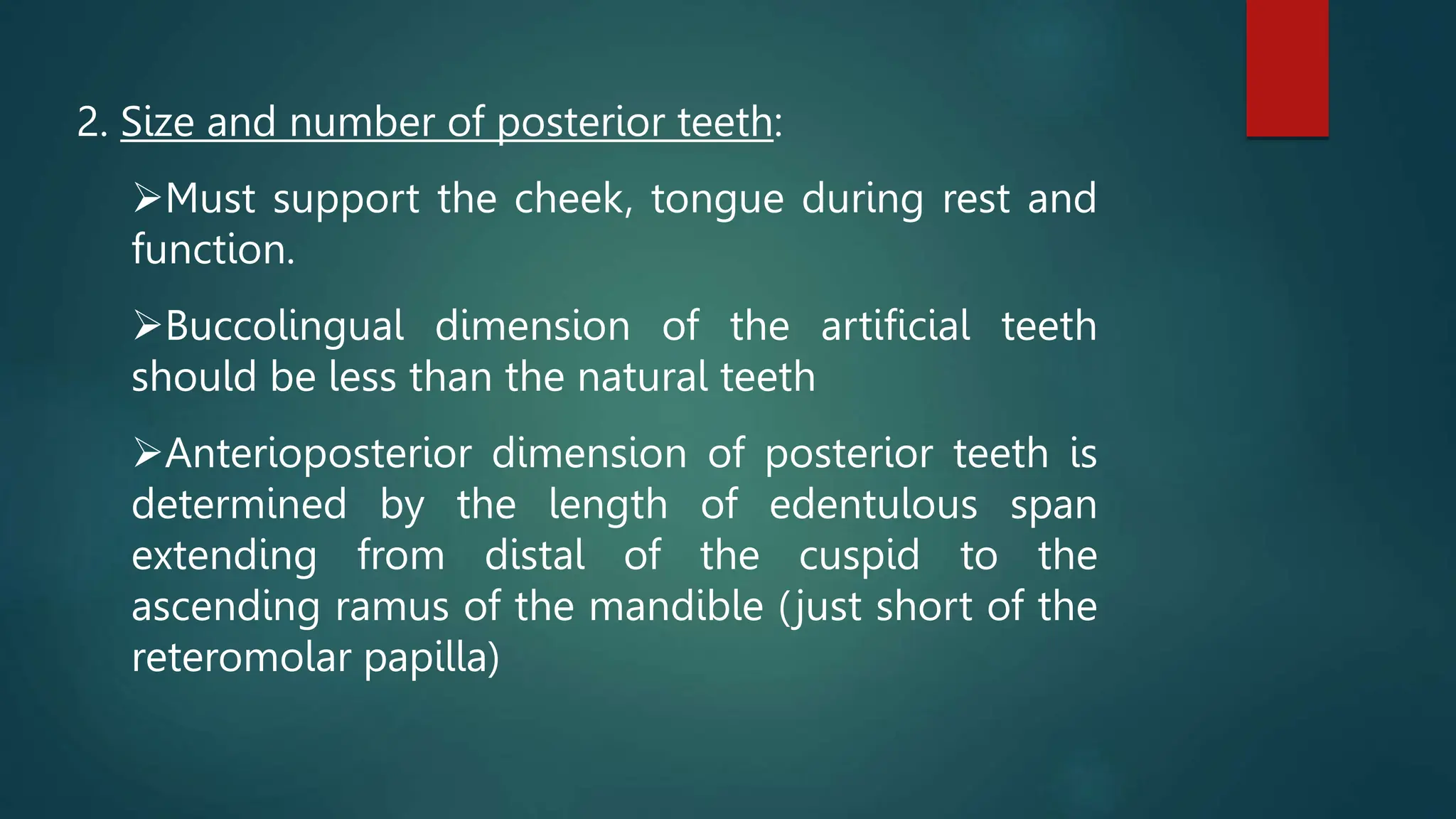 selection of teeth for complete denture prostheses | PPTX